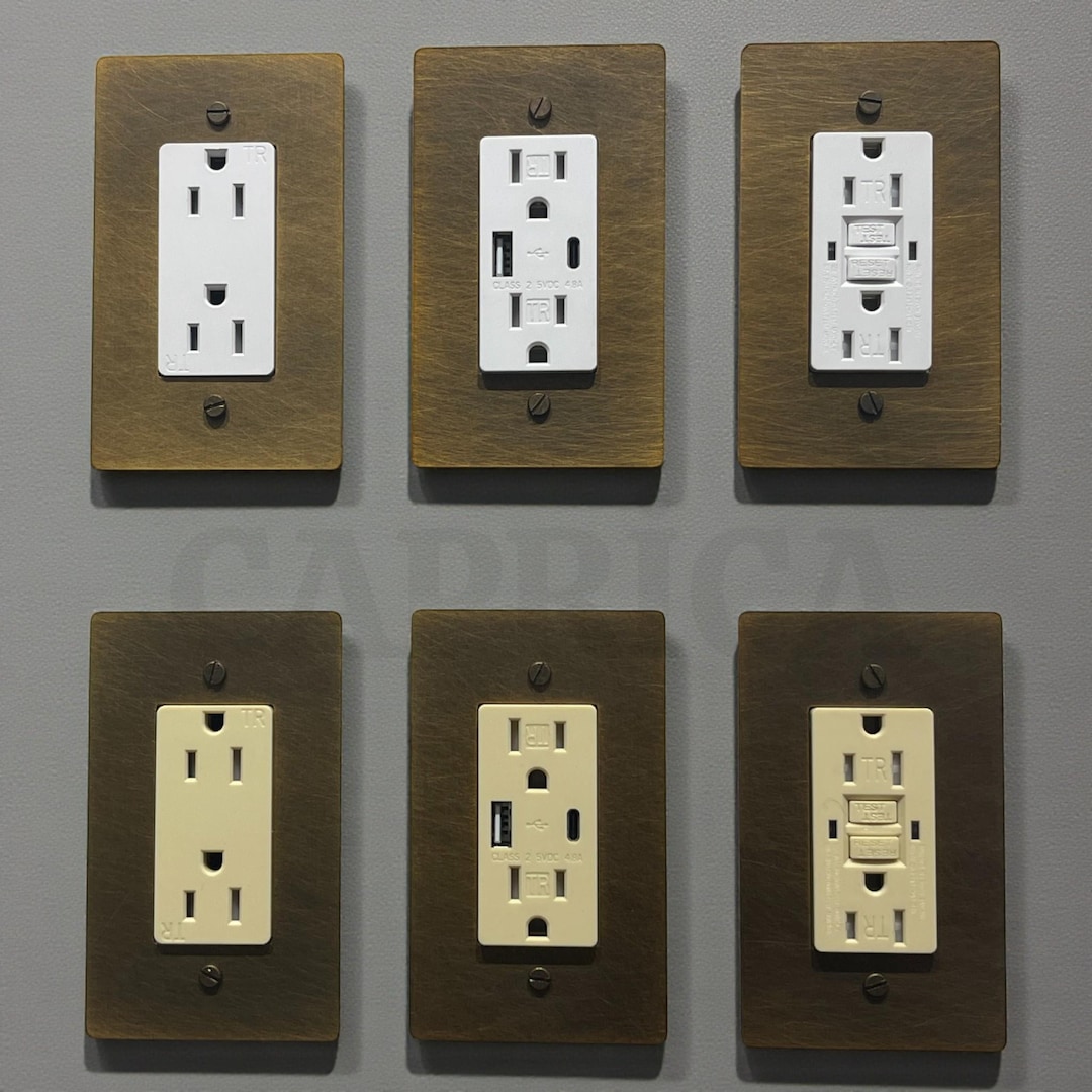 Unlacquered Brass Decora Outlet Cover With 15A Receptacle – Solid Brass ...