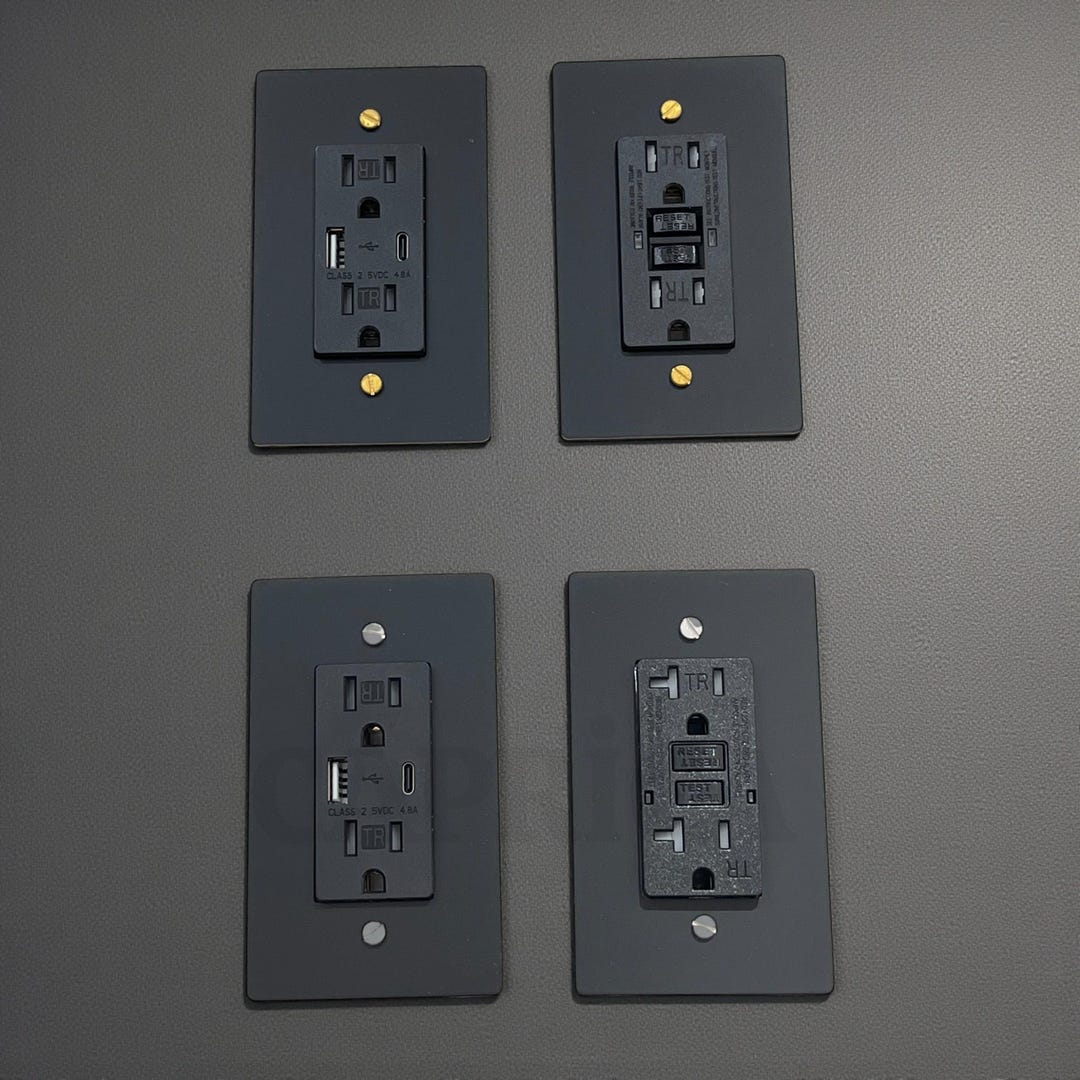 Matte Black Decora Outlet Cover – 15A Wall Plate With USB-C / GFCI ...