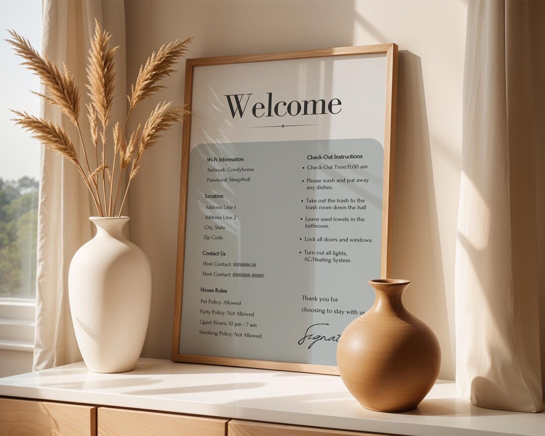 Airbnb Welcome Sign Template, Custom Digital Guest Welcome Sign ...