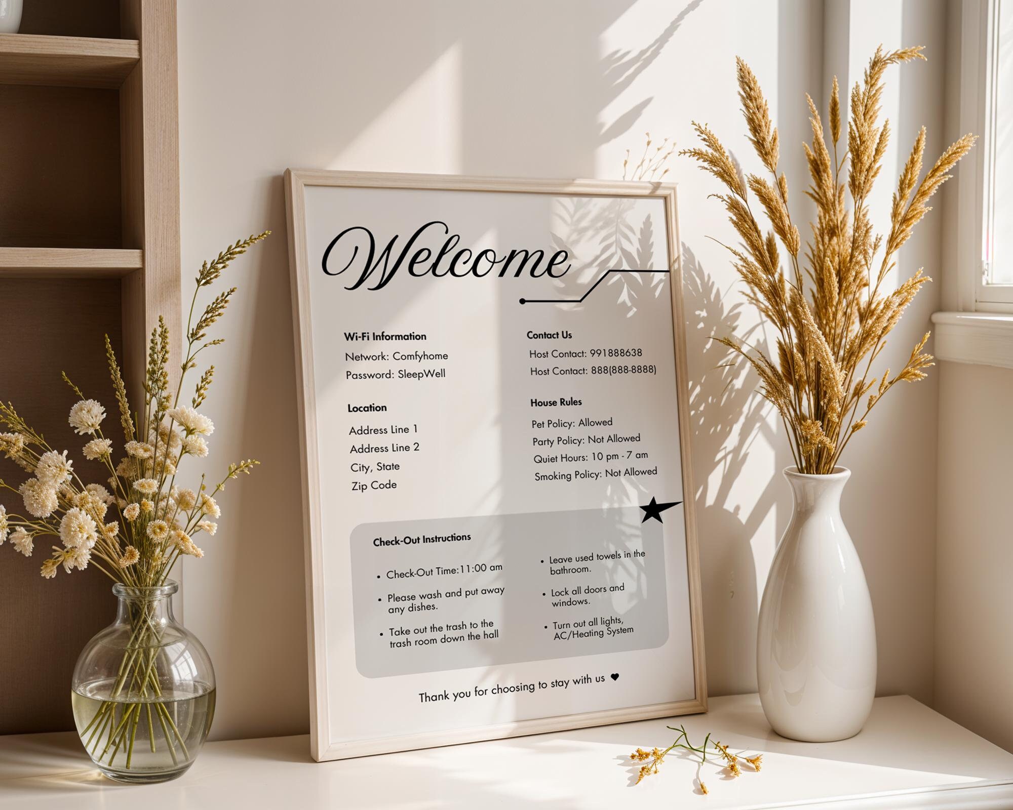 Airbnb Welcome Sign Template, Custom Digital Guest Welcome Sign ...
