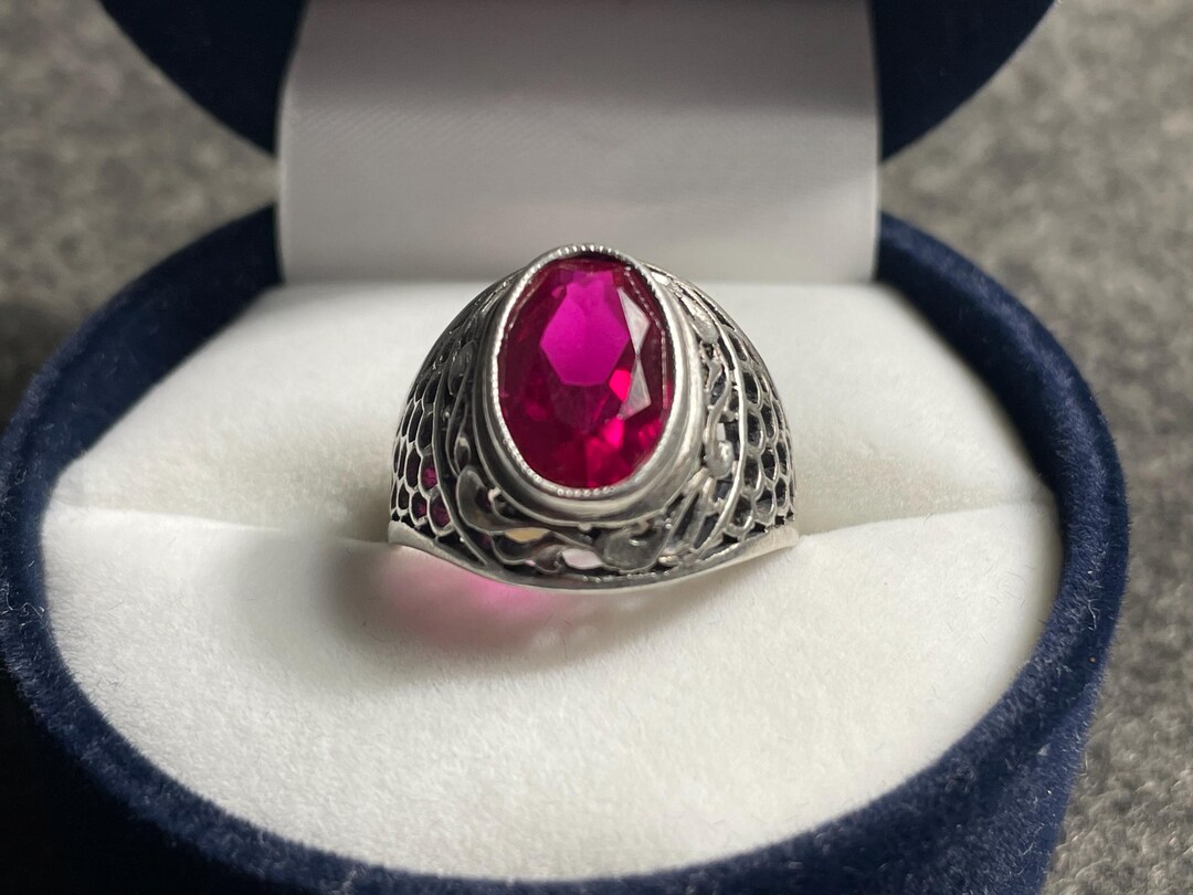 Vintage Soviet Ring With Corundum Stone – 916 Silver, Size 18 - Etsy