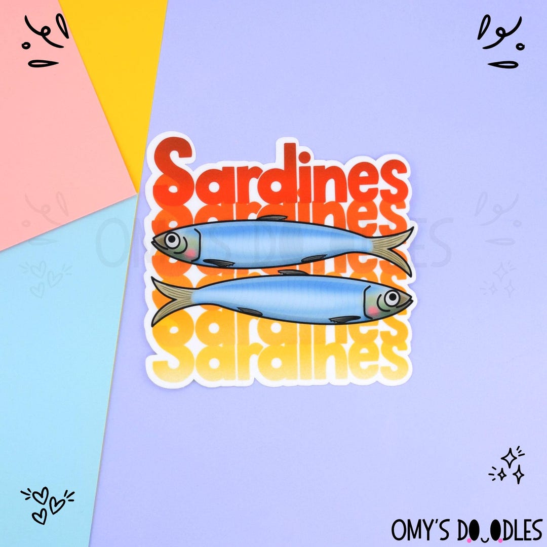 Sardines Sticker • Waterproof Vinyl Decal • Laptop Decor • Ocean ...