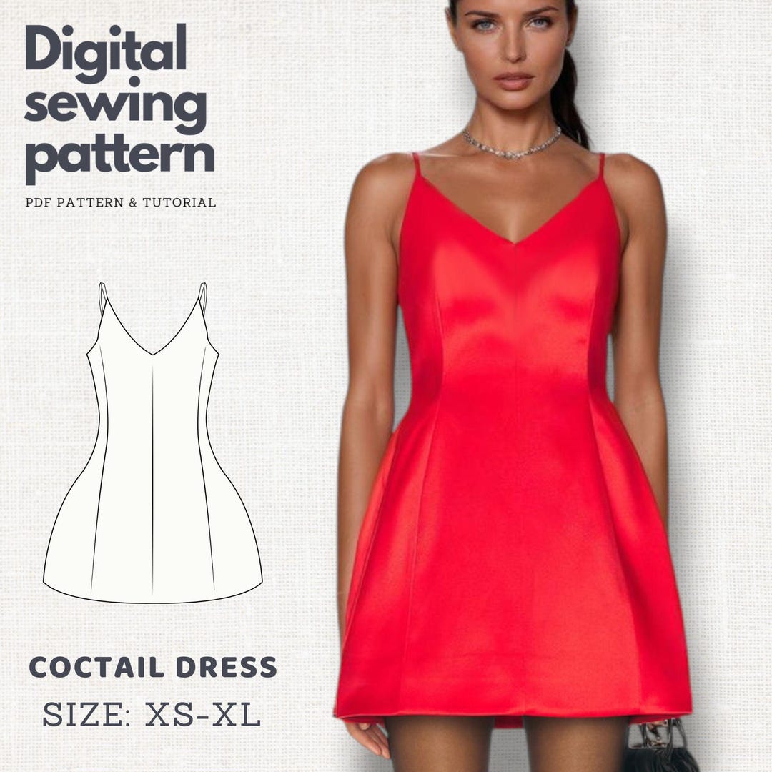 Cocktail Party Dress Sewing Pattern Easy A-line Dress PDF Pattern for ...