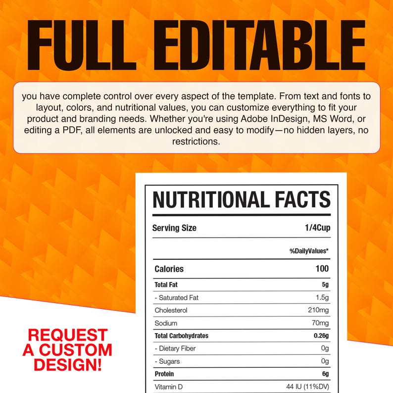 Nutrition Facts Label Template | FDA Style | Fully Editable Indesign ...