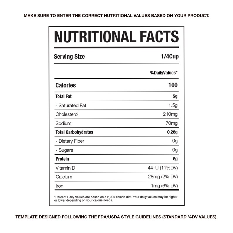 Nutrition Facts Label Template | FDA Style | Fully Editable Indesign ...