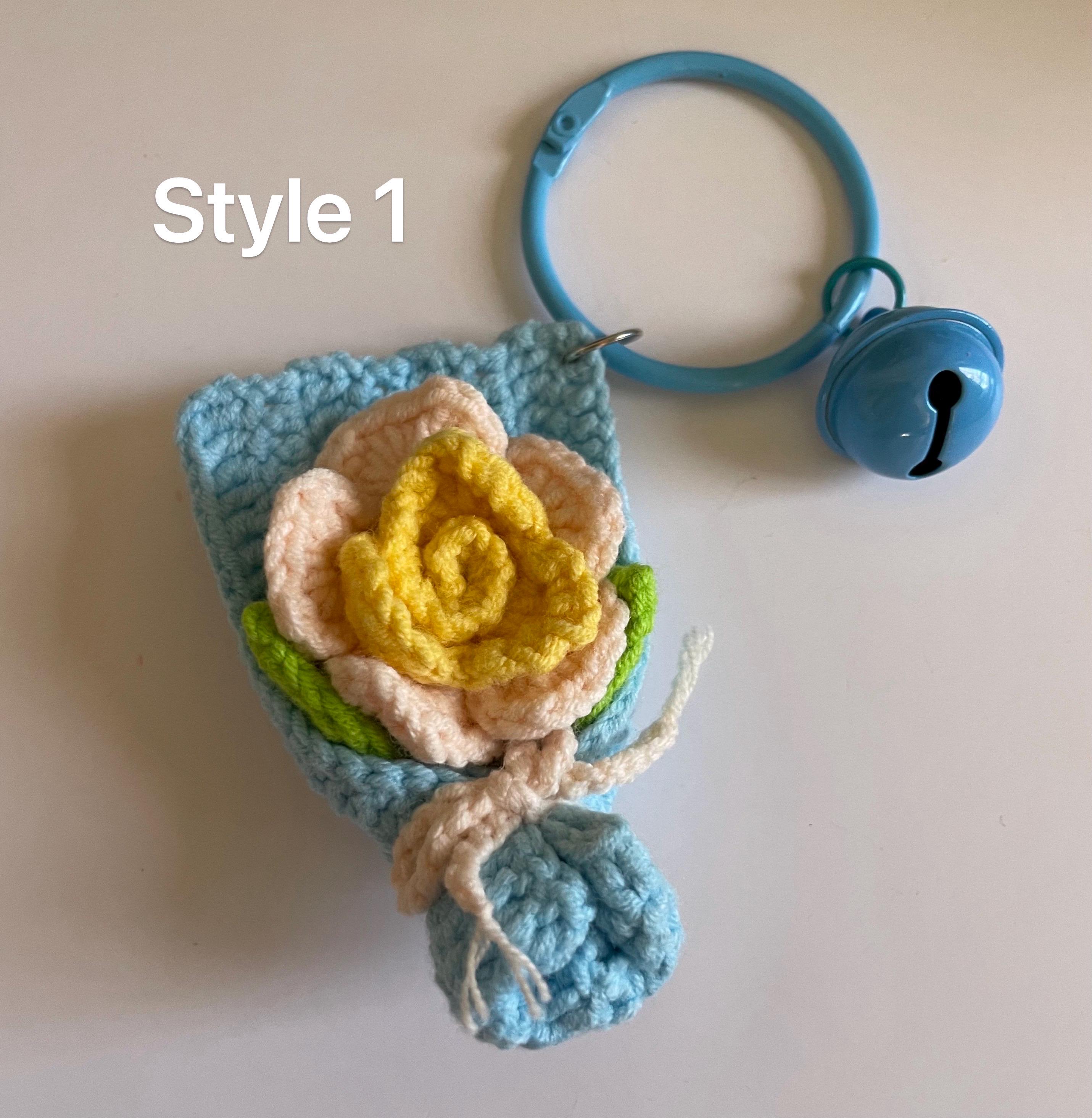 Crochet Flower Bouquet Keychain – Handmade Mini Charm - Etsy