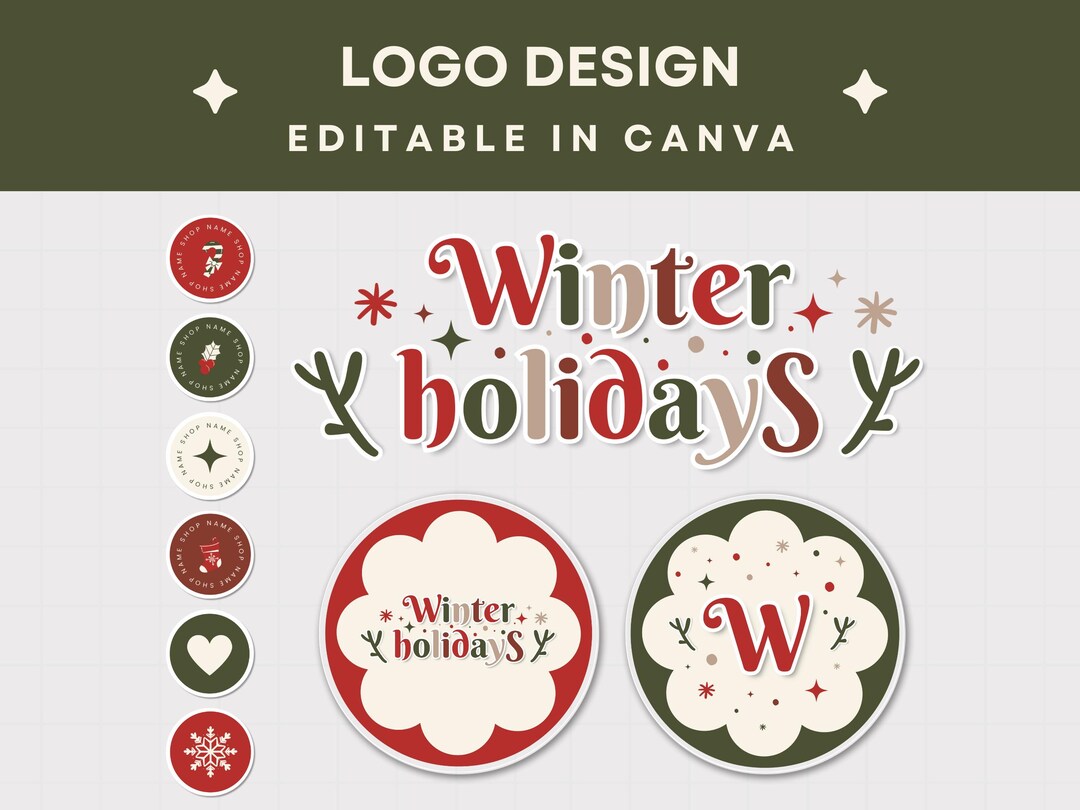 Holiday Season Branding Logo Kit Customizable Canva Template Main Logo ...