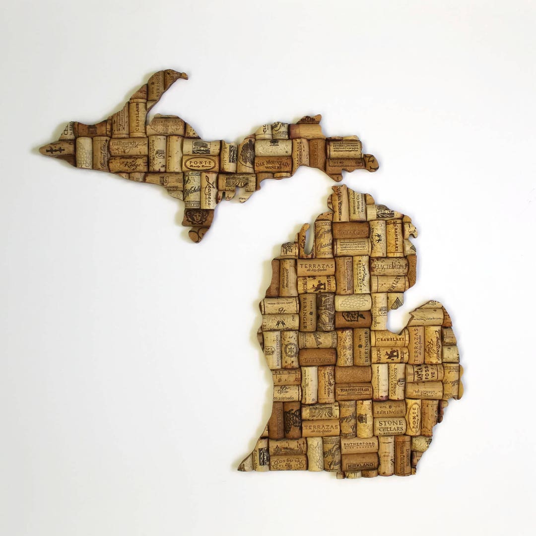 Michigan Wall Art - Wine Cork Artwork - Michigan Gifts - Wine Gifts ...
