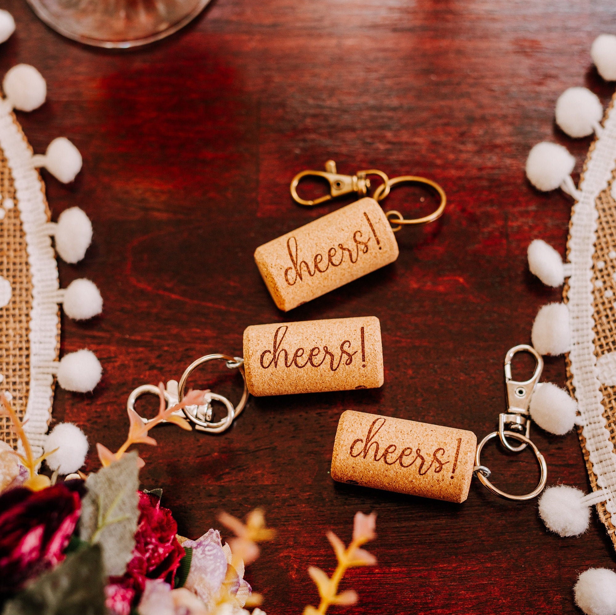 Wine Cork Keychains Rustic Wedding Favors for Guests | Etsy