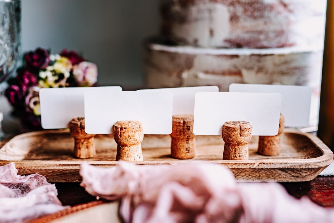 Champagne Cork Wedding Name Cards - Rustic Wedding Decor - Place Card ...