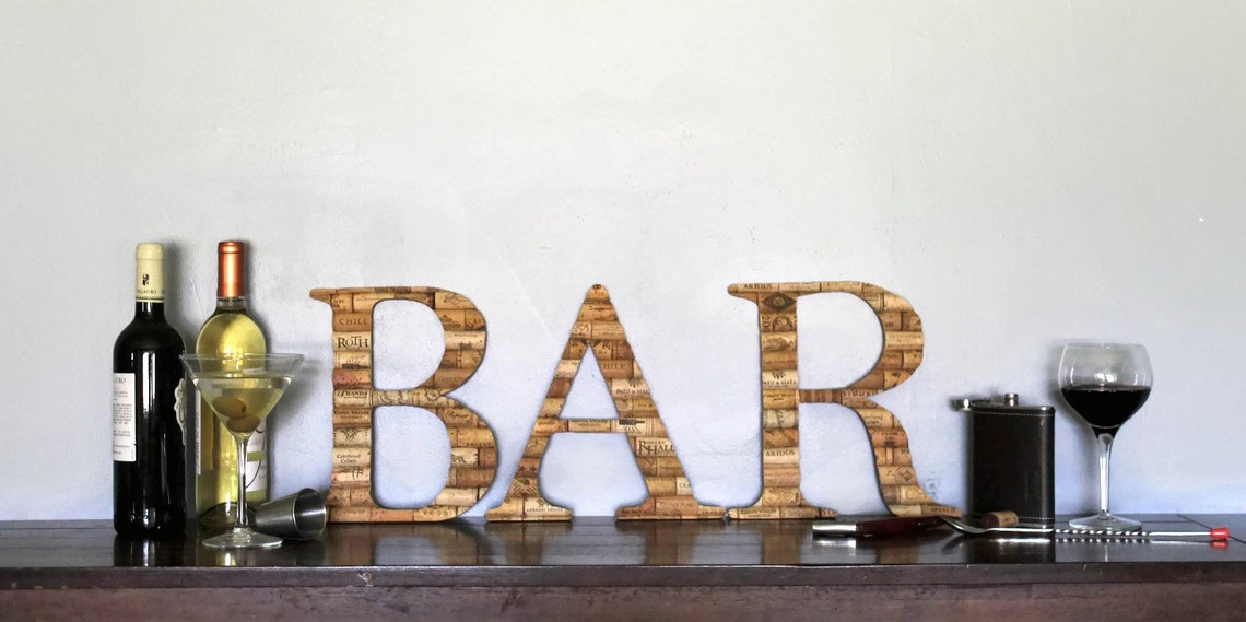 Wine Cork Bar Sign for Home Bar Wedding Bar Sign | Etsy