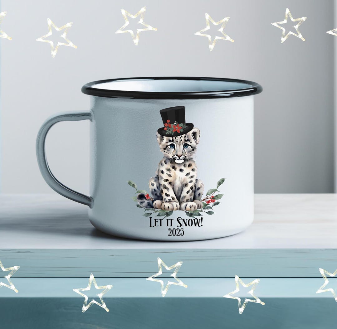 Snow Leopard Christmas Camp Mug: Holiday Keepsake Gift - Etsy