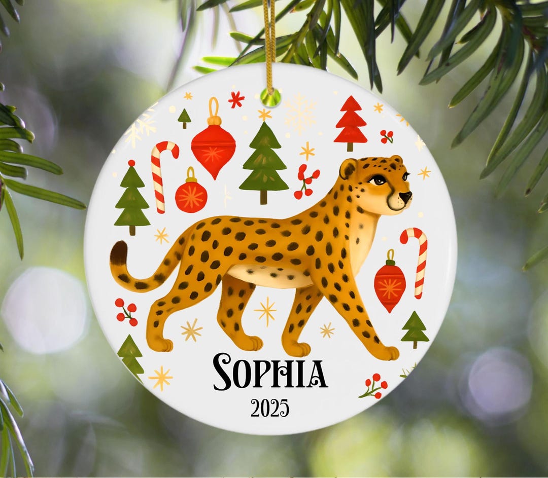 Personalized Cheetah Christmas Ornament 2025, Custom Name Safari ...