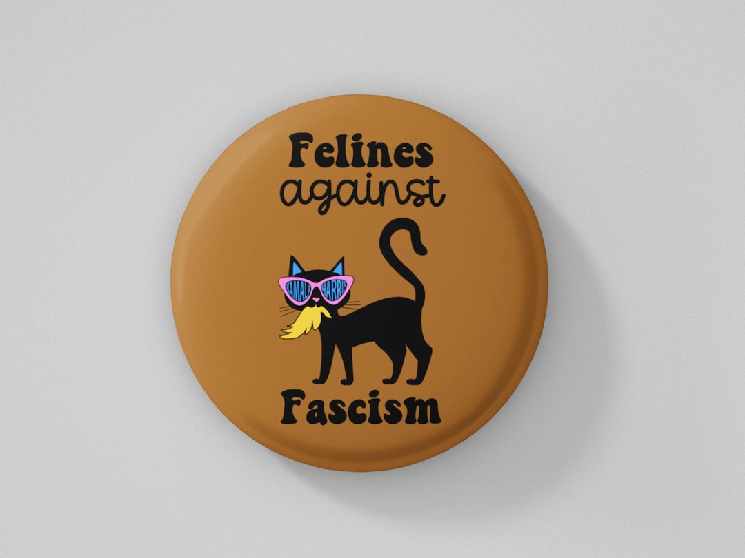 Felines Against Fascism Cat Pin Button Resist Badge, Resistance Anti ...