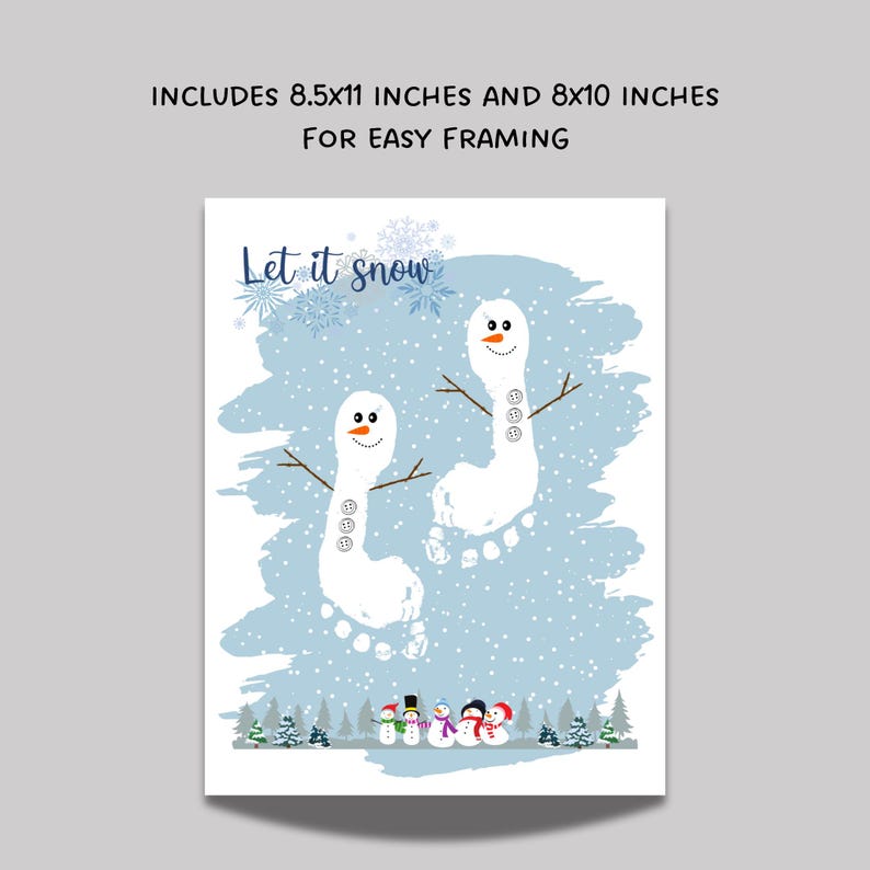 Christmas Snowman Footprint Craft Printable DIY Holiday Handprint Art ...