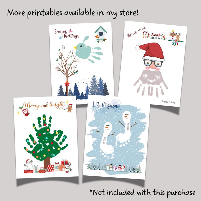 First Christmas Handprint Footprint Craft Printable, DIY Holiday Art ...