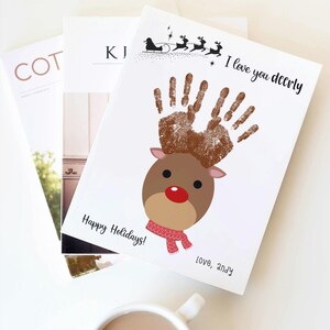 Christmas Handprint Reindeer Craft Printable, DIY Holiday Art Activity ...
