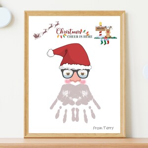 Christmas Handprint Santa Beard Craft Printable, DIY Holiday Art ...