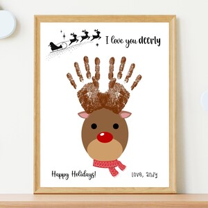 Christmas Handprint Reindeer Craft Printable, DIY Holiday Art Activity ...