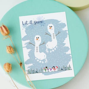 Christmas Snowman Footprint Craft Printable DIY Holiday Handprint Art ...