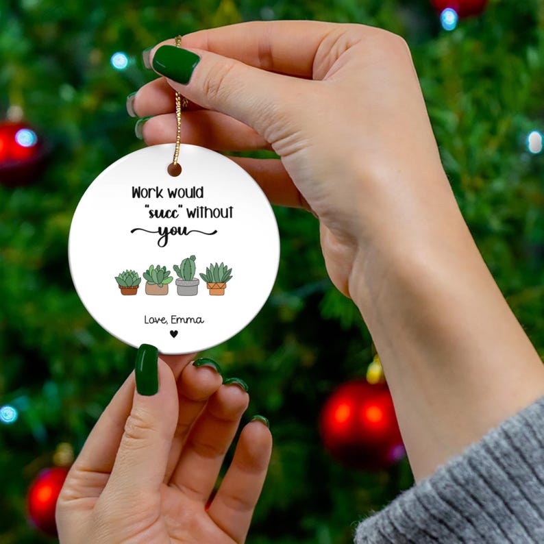 Personalized Coworker Christmas Gift, Custom Work Bestie Ornament, Cute ...