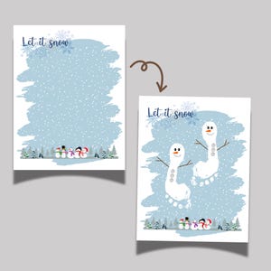 Christmas Snowman Footprint Craft Printable DIY Holiday Handprint Art ...