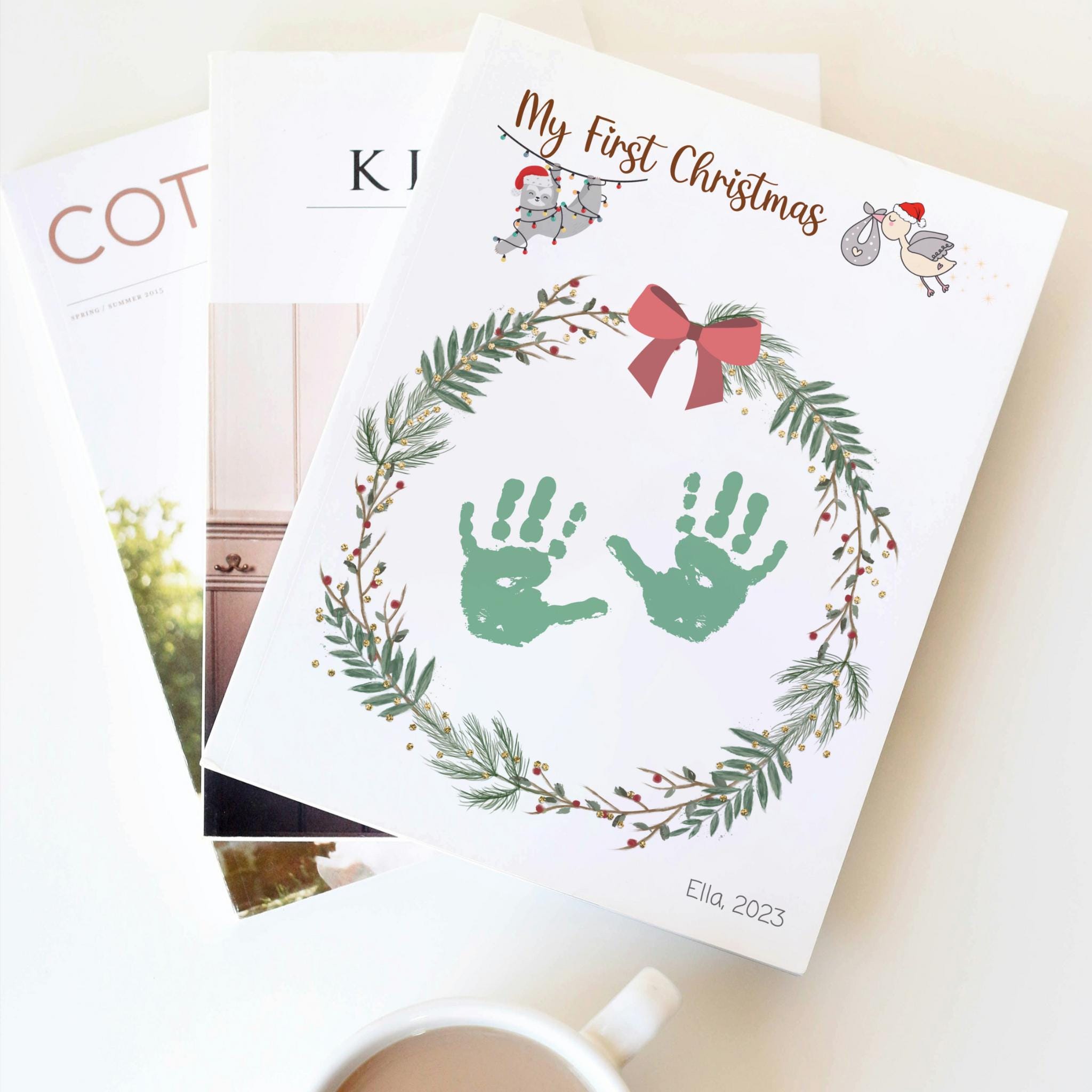 First Christmas Handprint Footprint Craft Printable, DIY Holiday Art ...
