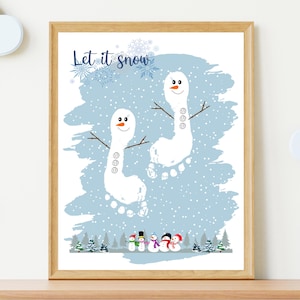 Christmas Snowman Footprint Craft Printable DIY Holiday Handprint Art ...