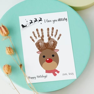 Christmas Handprint Reindeer Craft Printable, DIY Holiday Art Activity ...