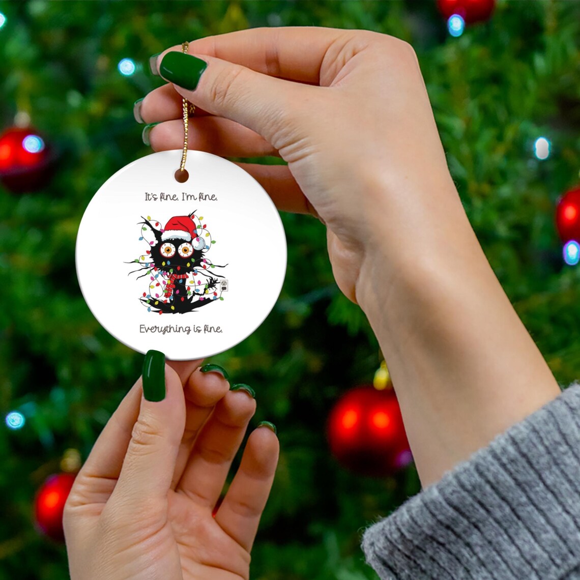 Funny Christmas Ornament, Its Fine Im Fine Everything is Fine Anxiety ...