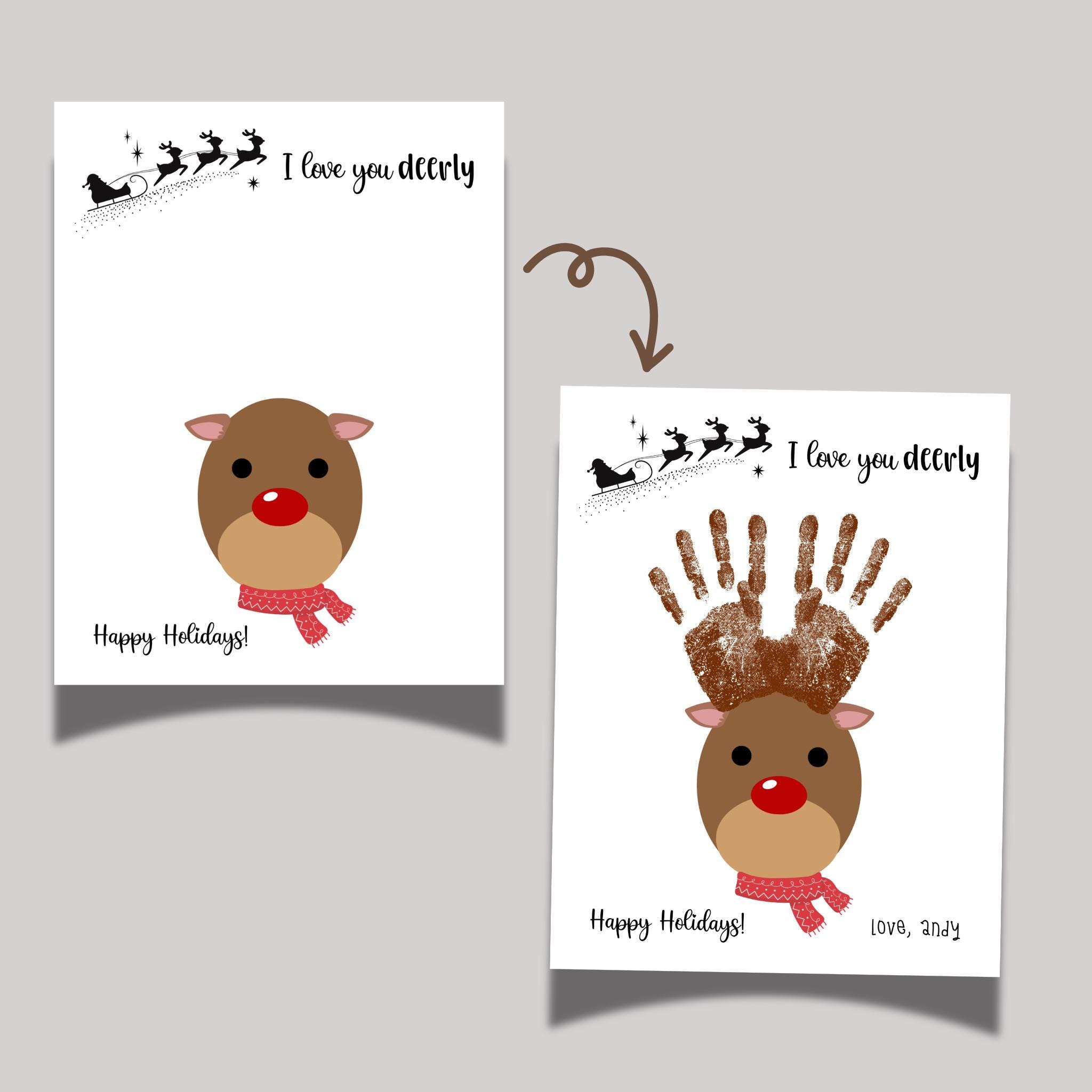 Christmas Handprint Reindeer Craft Printable, DIY Holiday Art Activity ...
