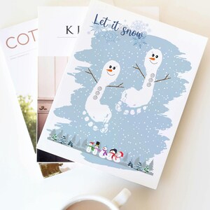 Christmas Snowman Footprint Craft Printable DIY Holiday Handprint Art ...