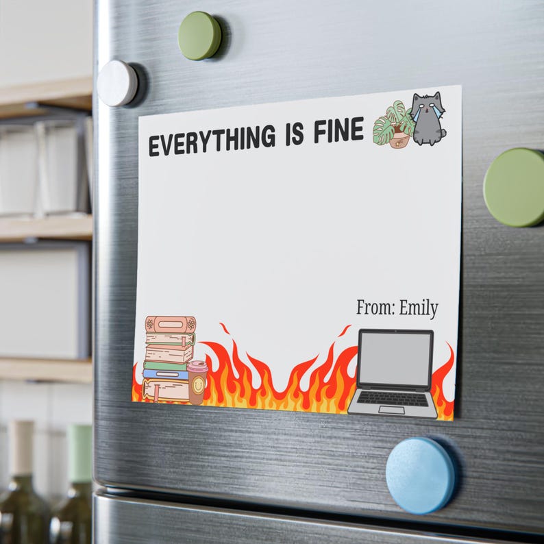Personalized Everything is Fine Sticky Notes, Custom Funny Cute ...