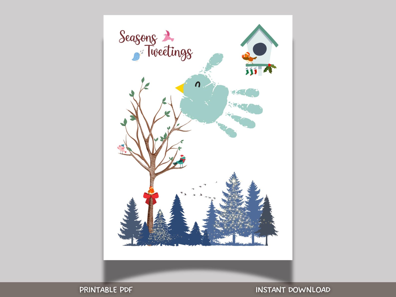 Christmas Handprint Footprint Craft Printable, DIY Holiday Art Activity ...