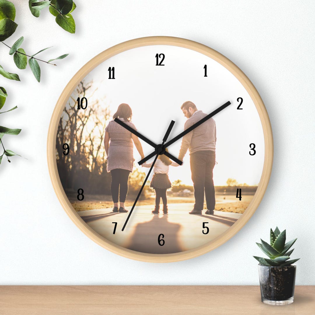 Custom Wall Clock With Picture, Personalized Family Photo Clock Unique ...