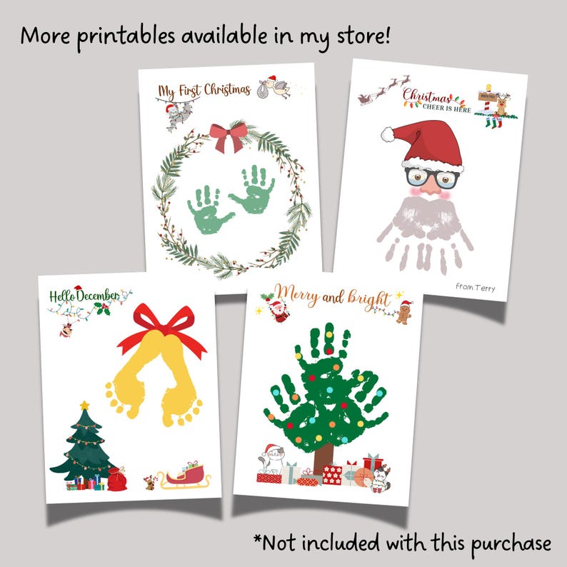 Christmas Handprint Footprint Craft Printable, DIY Holiday Art Activity ...