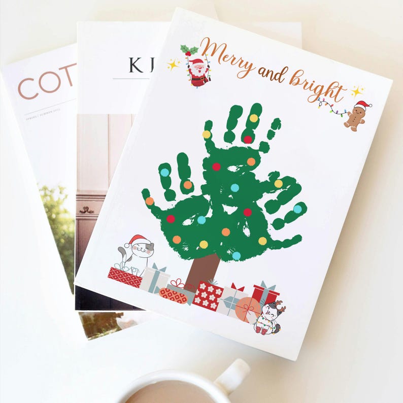 Christmas Tree Handprint Craft Printable, DIY Holiday Art Activity Baby ...