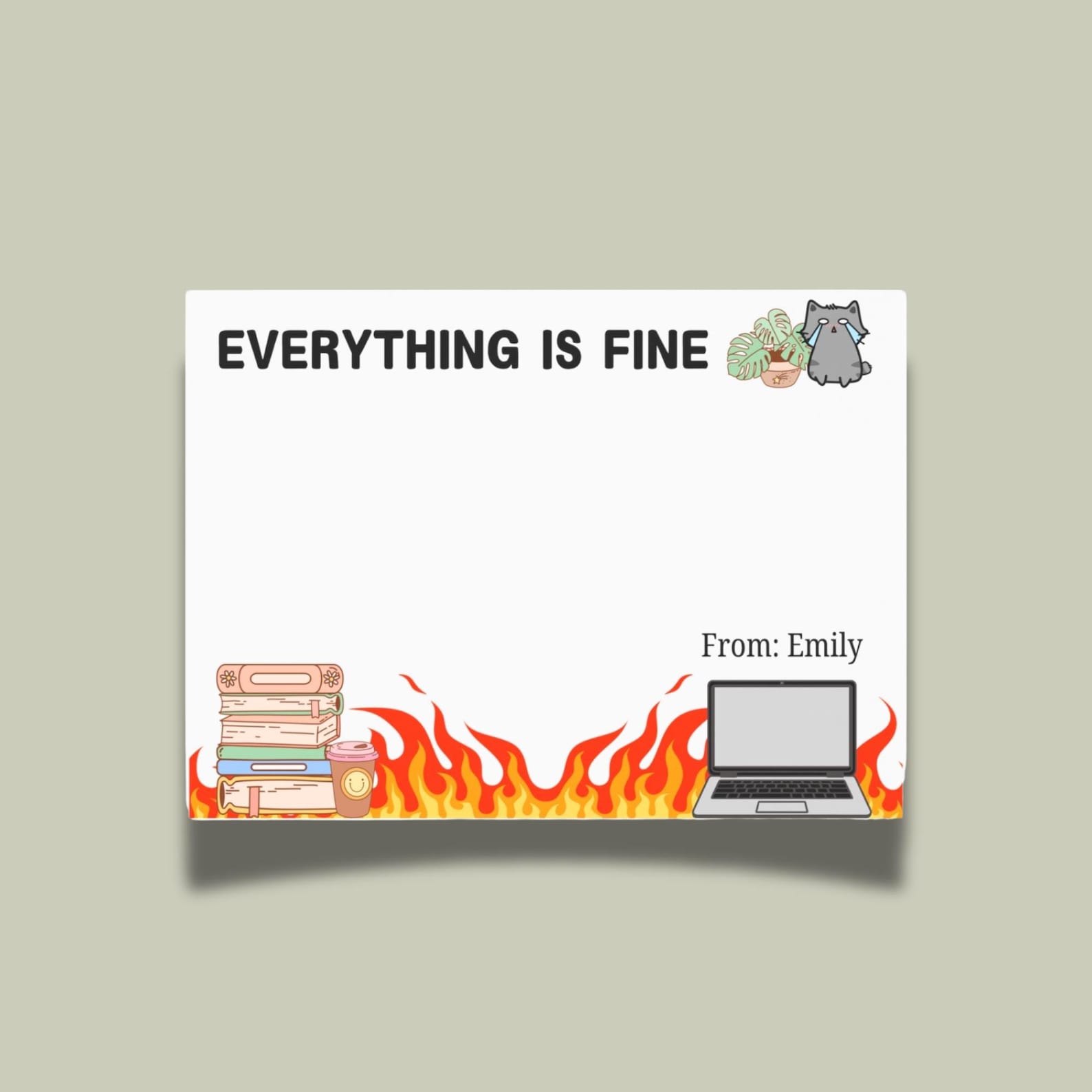 Personalized Everything is Fine Sticky Notes, Custom Funny Cute ...