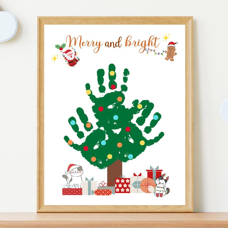 Christmas Tree Handprint Craft Printable, DIY Holiday Art Activity Baby ...