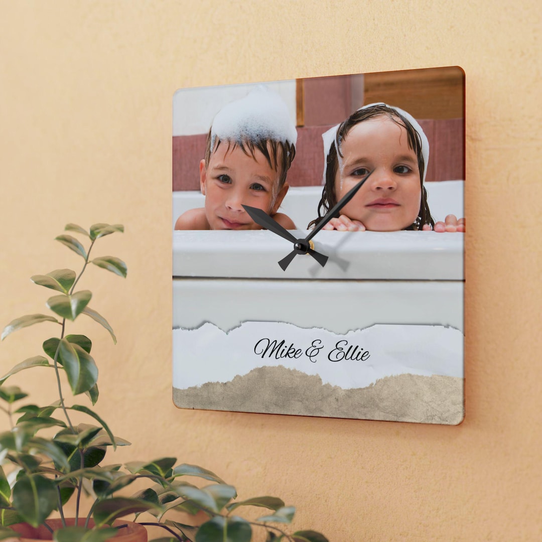 Custom Photo Wall Clock With Picture, Personalized Family Acrylic Clock ...