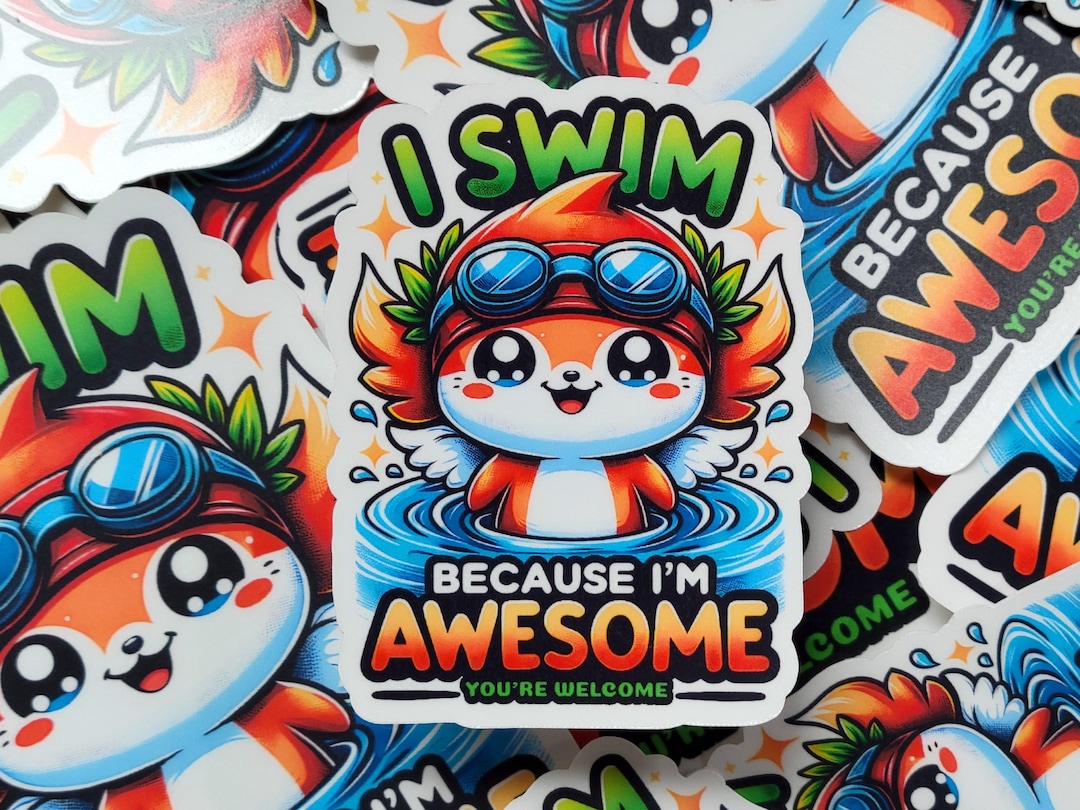 I Swim Because I'm Awesome Sticker, Swim Sticker, Competitive Swim ...
