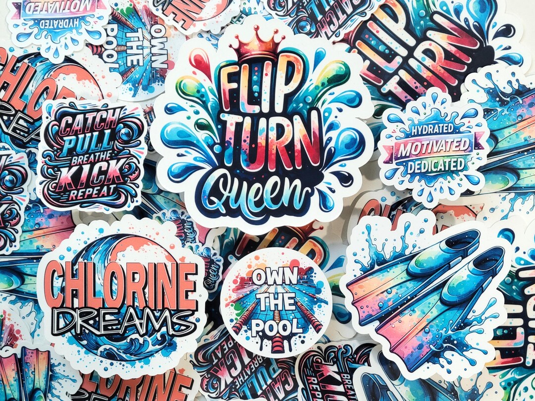 Swim Sticker Pack, Flip Turn Queen, Swimmer Gift - Etsy