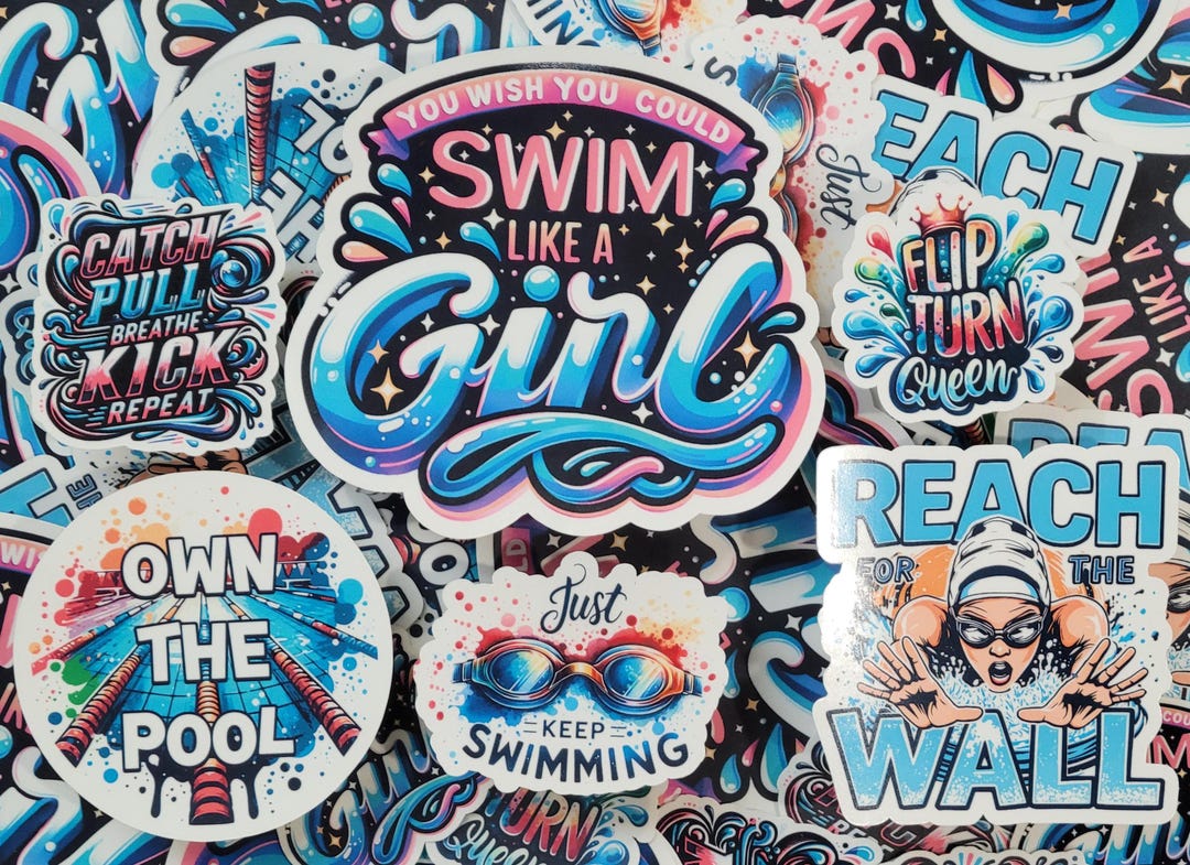 Swim Sticker Pack, Motivational Swimming Decals, Swim Team Gift - Etsy