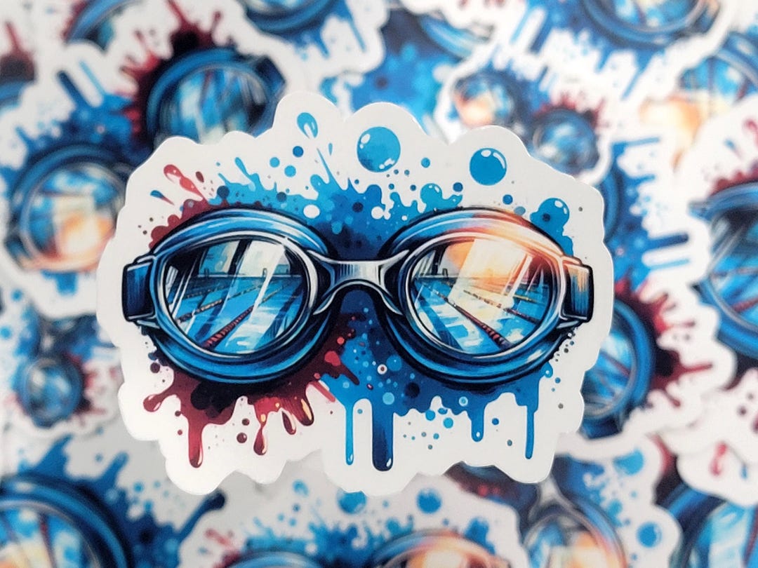 Swim Sticker, Swim Goggles Sticker, Swim Gift, Swim Team Gift, Water ...