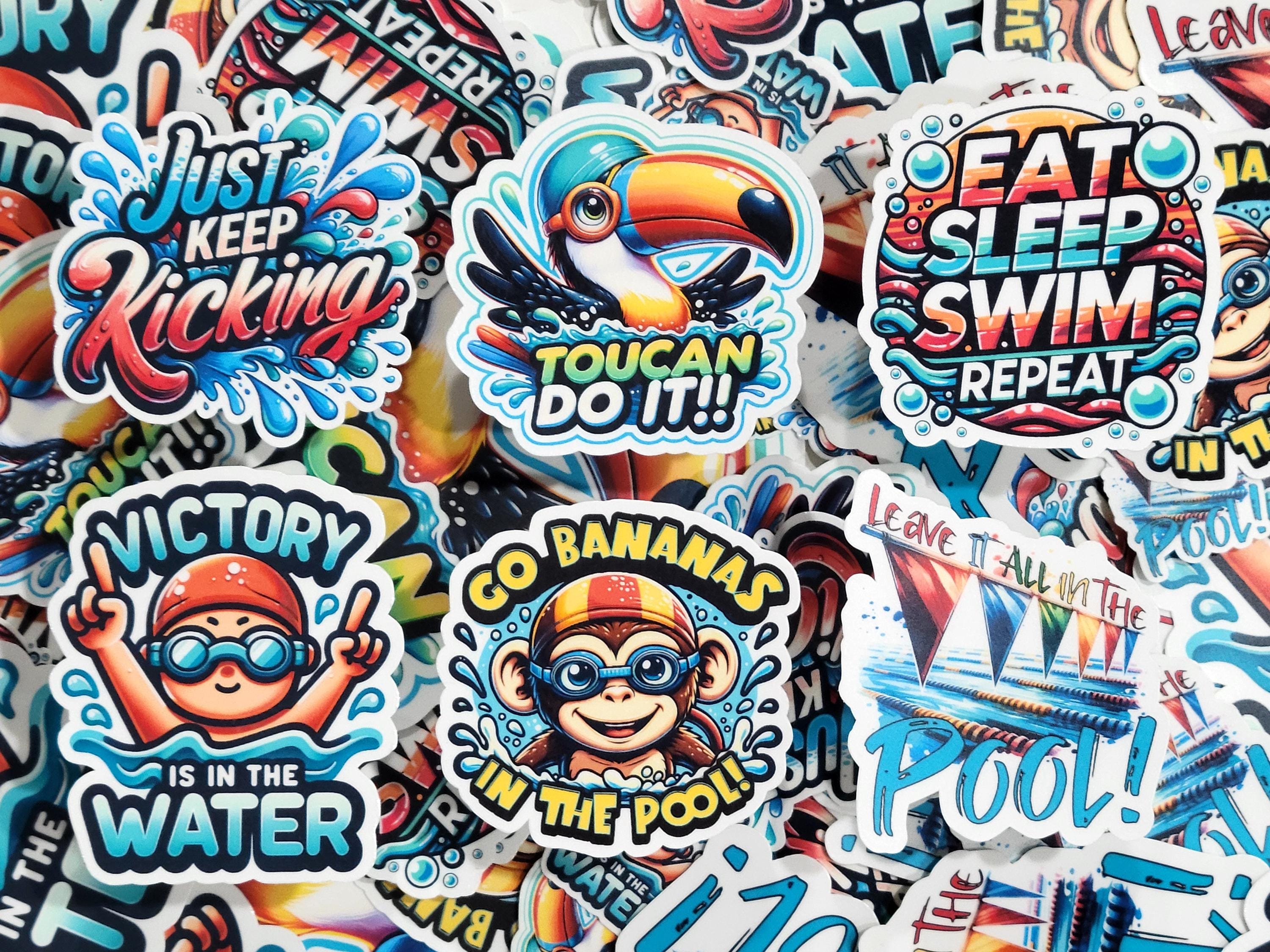 Motivational Swim Sticker Pack, Toucan, Swim Team Gift, Swim Stocking ...
