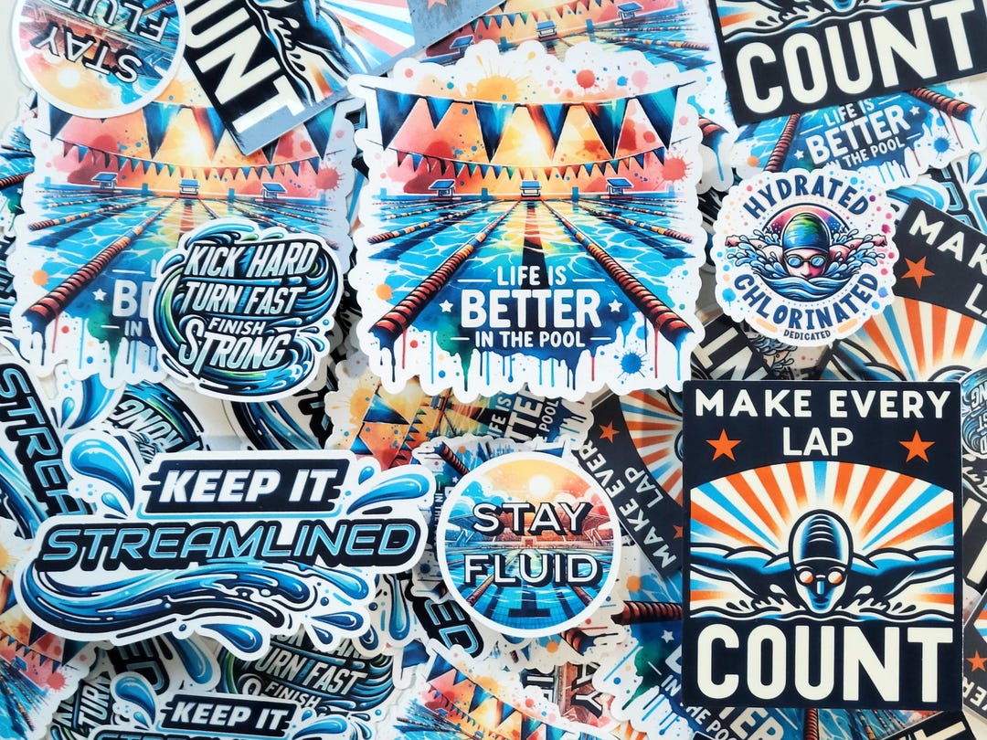 Swim Sticker Pack, Life is Better in the Pool, Competitive Swimming ...