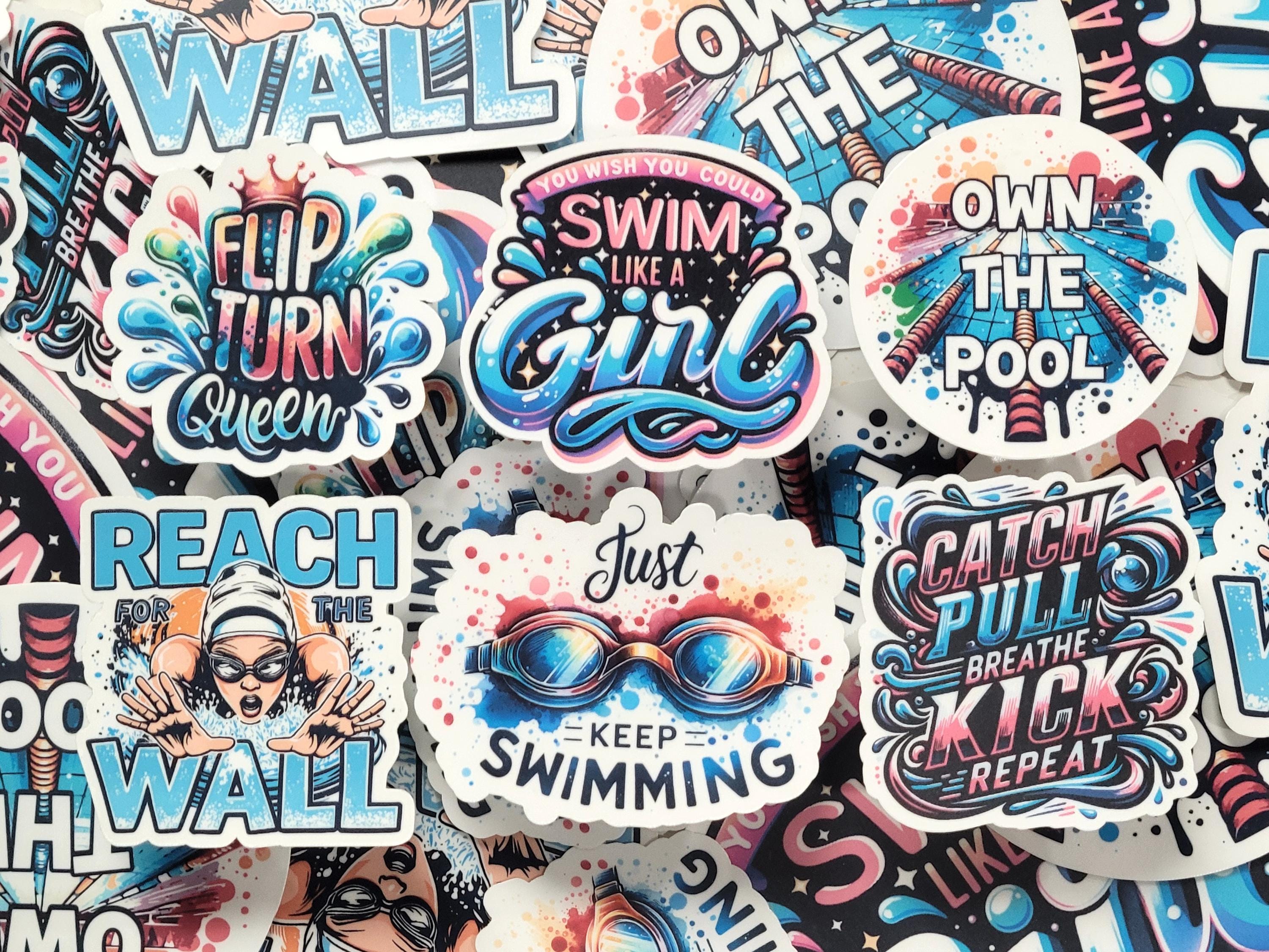 Swim Sticker Pack, Motivational Swimming Decals, Swim Team Gift - Etsy