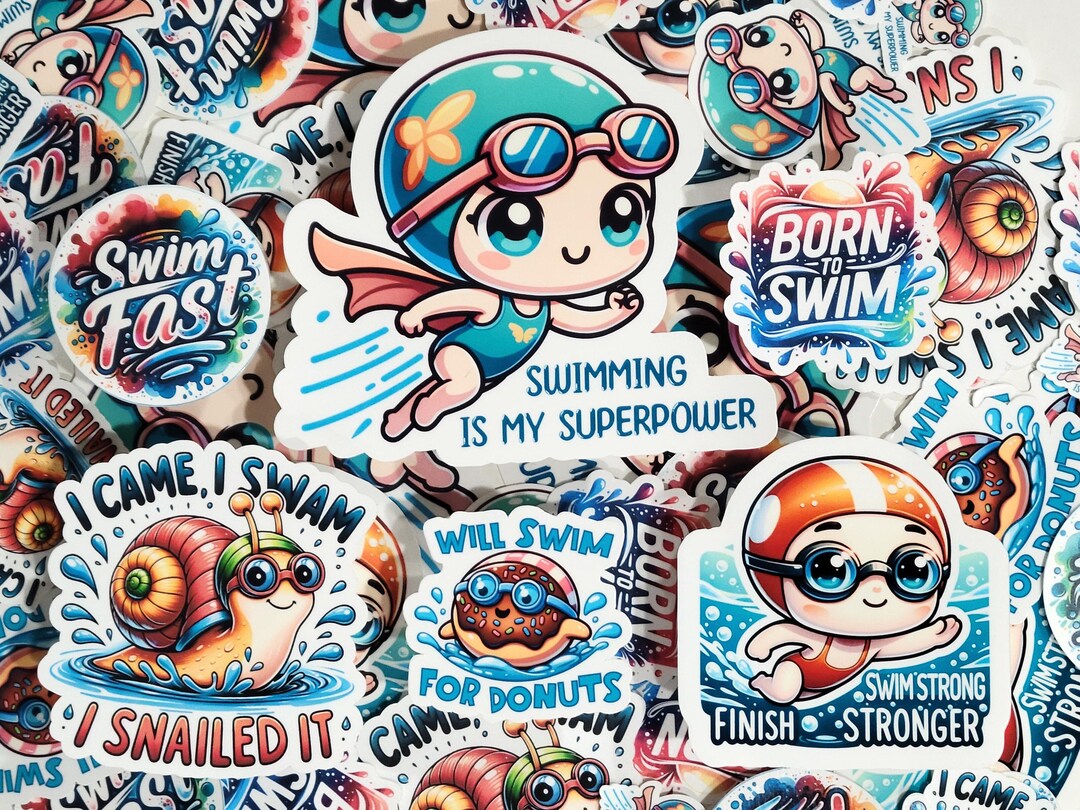 Motivational Swim Sticker Pack, Swimming Superpower Decals, Swim ...