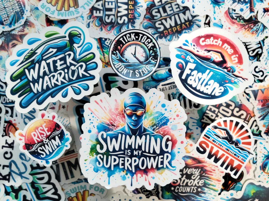 Swim Sticker Pack, Swim Stocking Stuffer, Swim Gift, Swim Stickers ...