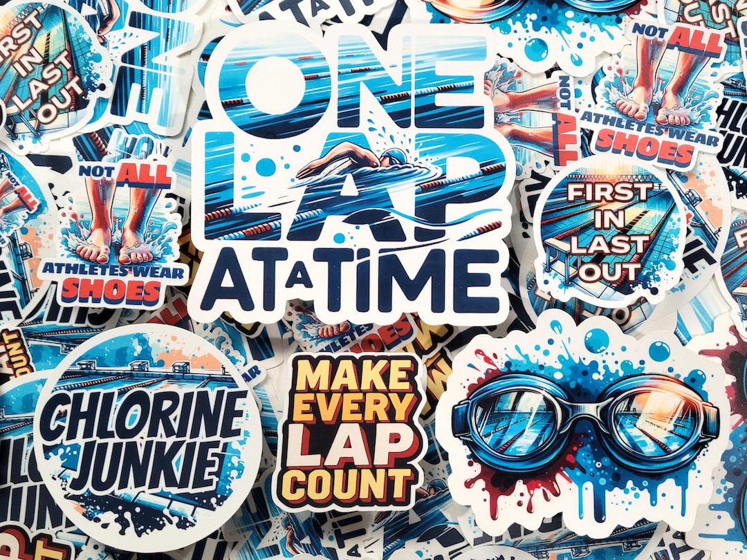 Swim Sticker Pack, One Lap at a Time, Competitive Swimming, Swim Decals ...